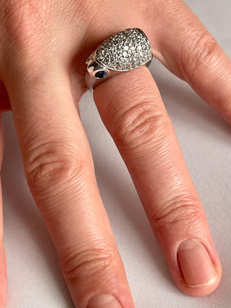 1.25 Carat Diamond Animal Cocktail Ring with Sapphire Eyes in 14 Karat ...