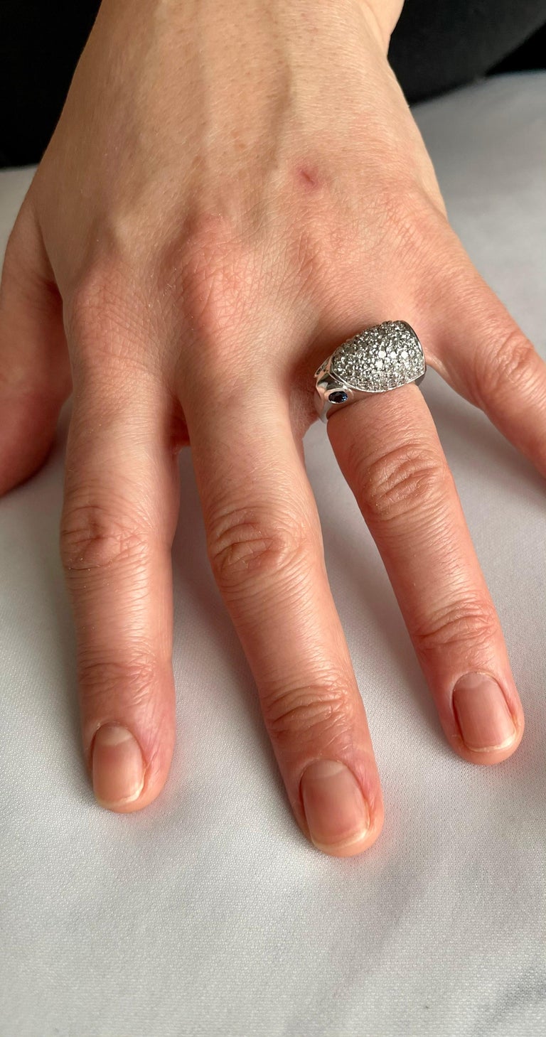 1.25 Carat Diamond Animal Cocktail Ring with Sapphire Eyes in 14 Karat ...