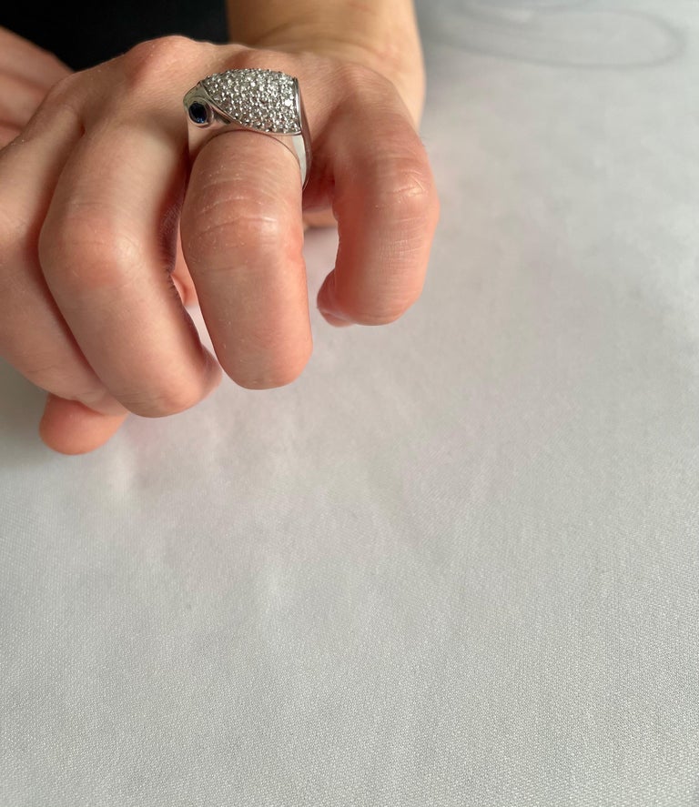 1.25 Carat Diamond Animal Cocktail Ring with Sapphire Eyes in 14 Karat ...