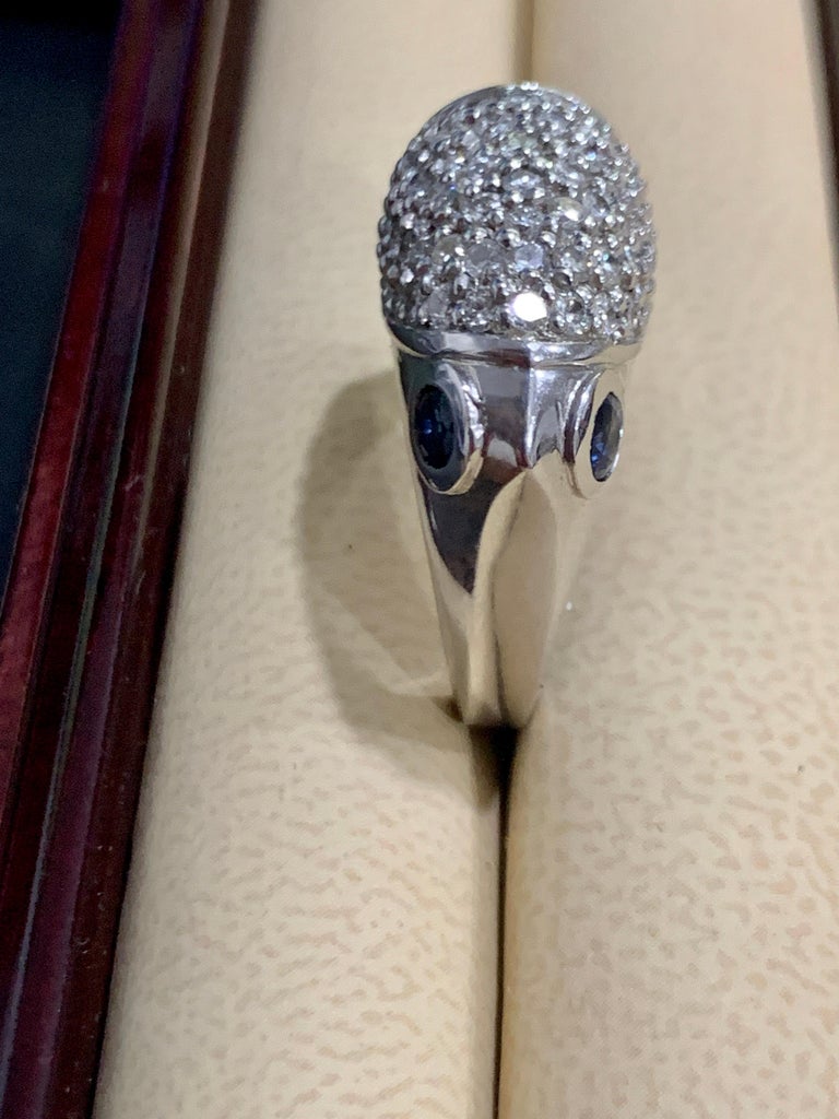 1.25 Carat Diamond Animal Cocktail Ring with Sapphire Eyes in 14 Karat ...