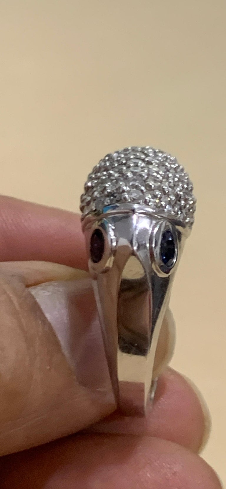 1.25 Carat Diamond Animal Cocktail Ring with Sapphire Eyes in 14 Karat ...