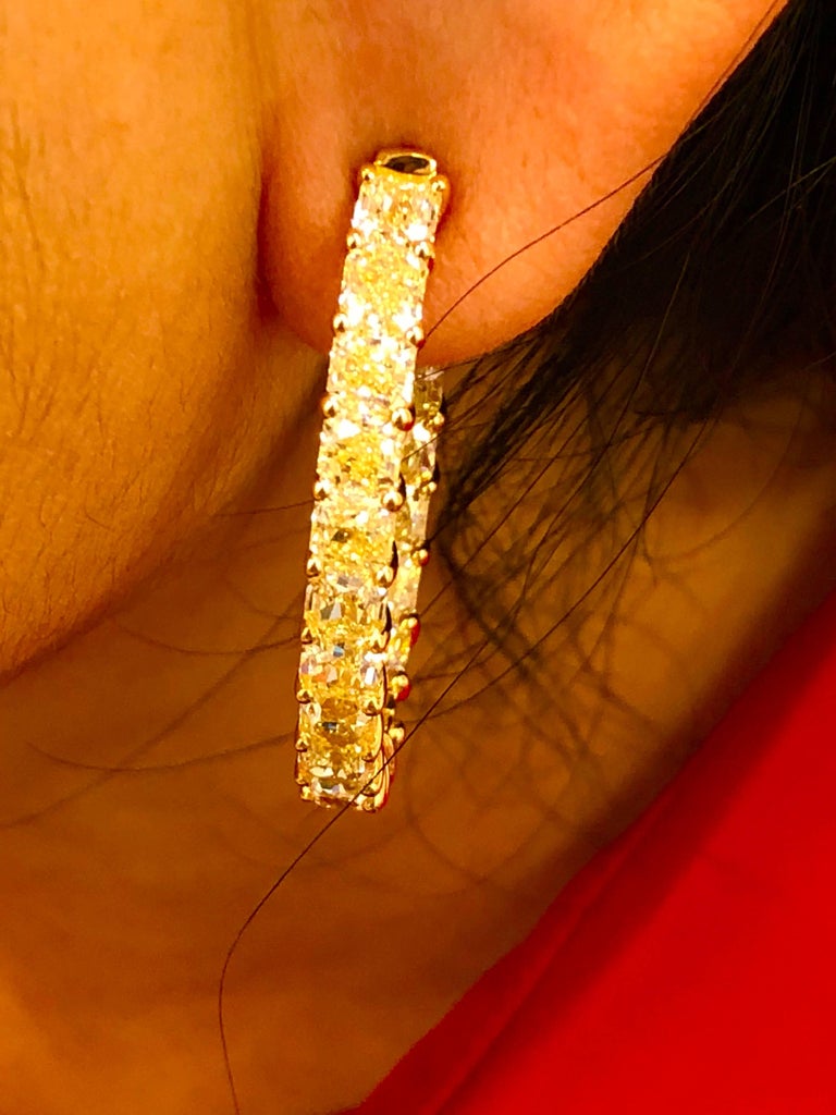 12.50 Carat Fancy Intense Diamond Hoops at 1stDibs