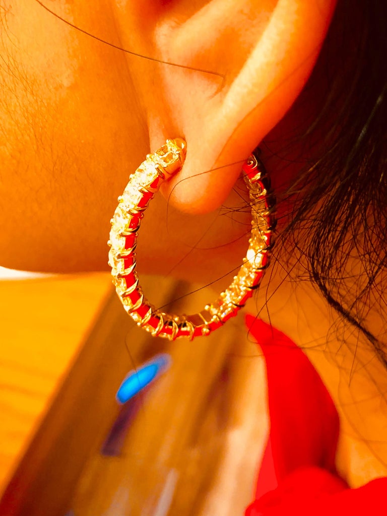 12.50 Carat Fancy Intense Diamond Hoops at 1stDibs