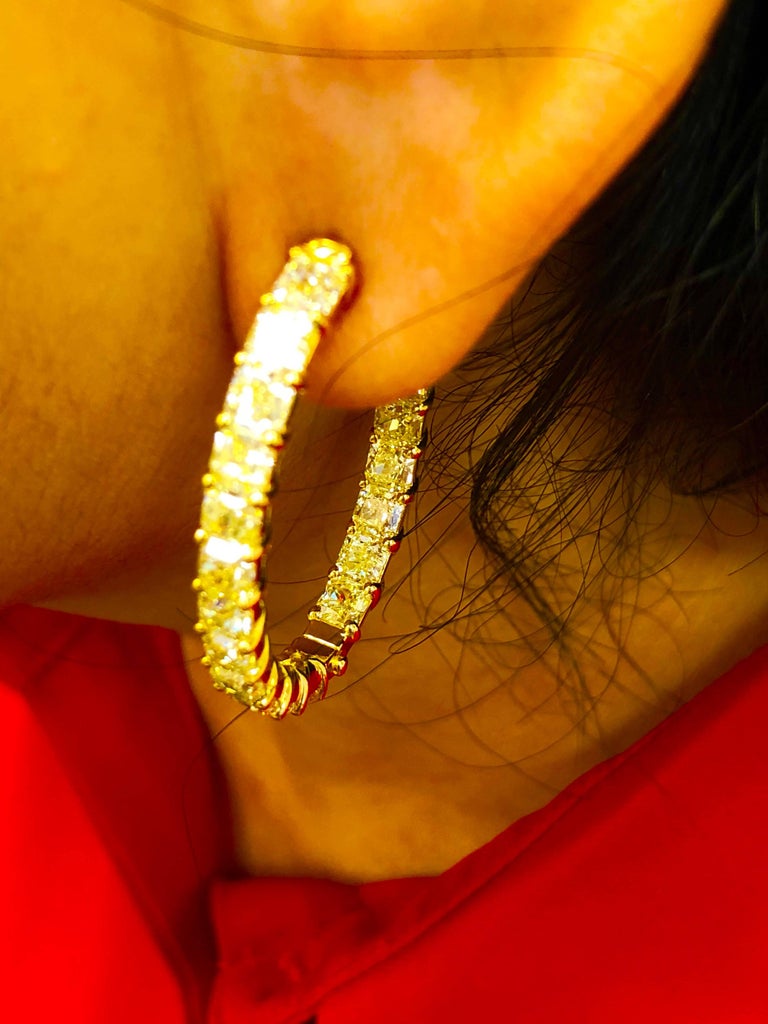 12.50 Carat Fancy Intense Diamond Hoops at 1stDibs