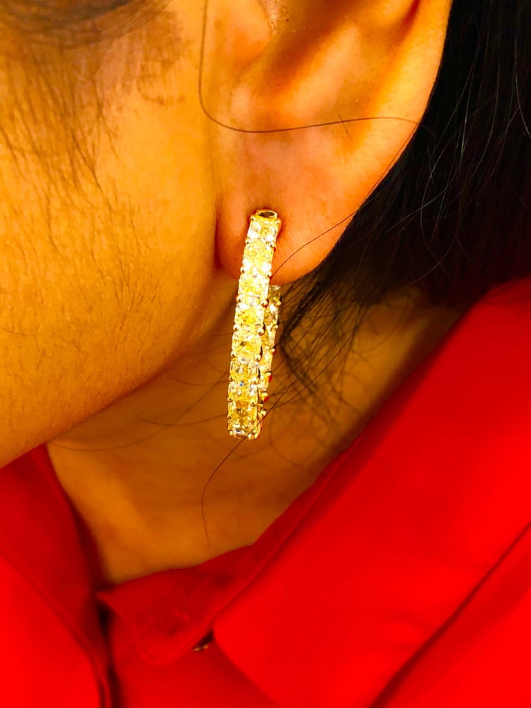 12.50 Carat Fancy Intense Diamond Hoops at 1stDibs