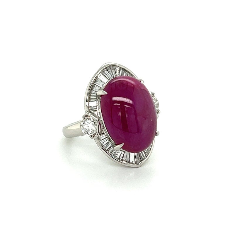 12.53 Carat Star Ruby and Diamond Vintage Art Deco Revival Platinum ...