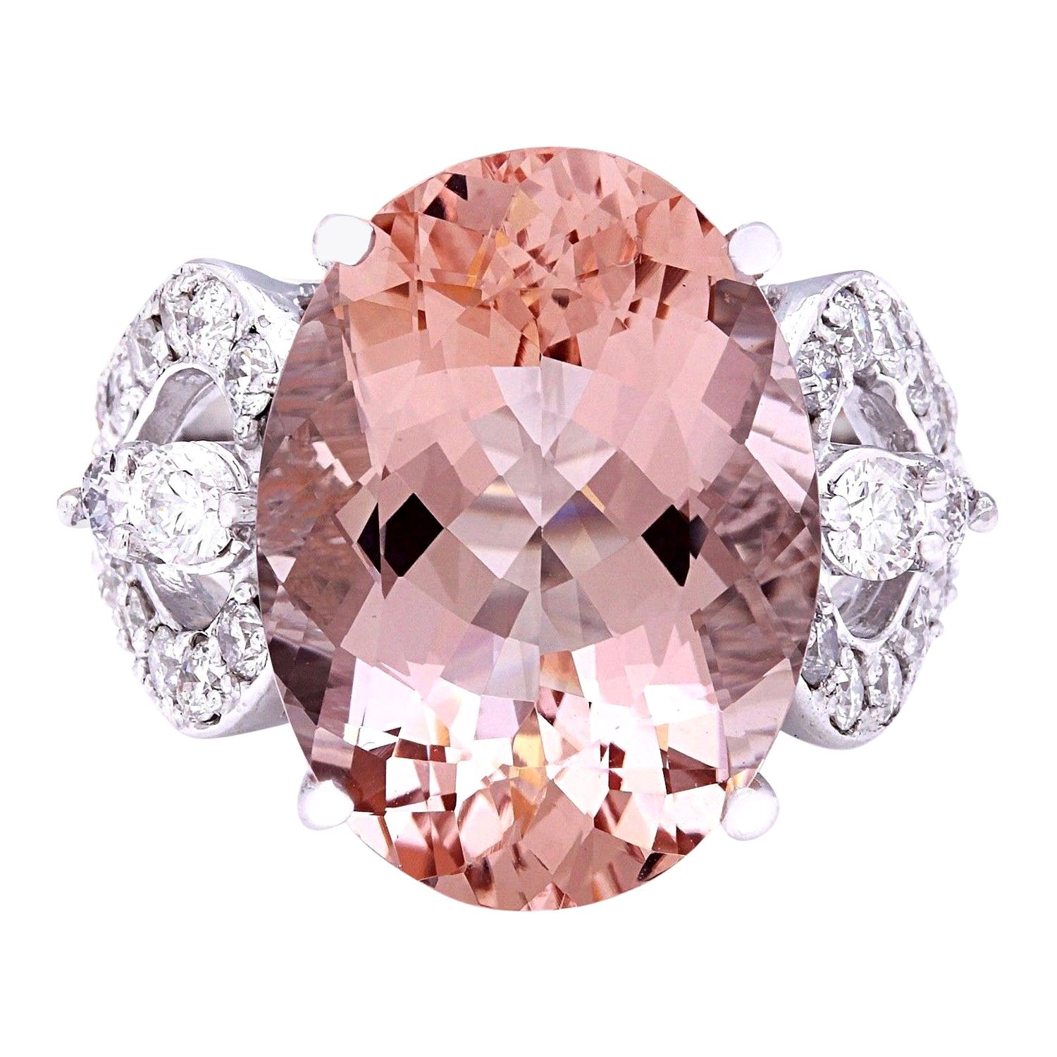 5.12 Carat Natural Morganite 18 Karat White Gold Diamond Ring For Sale ...