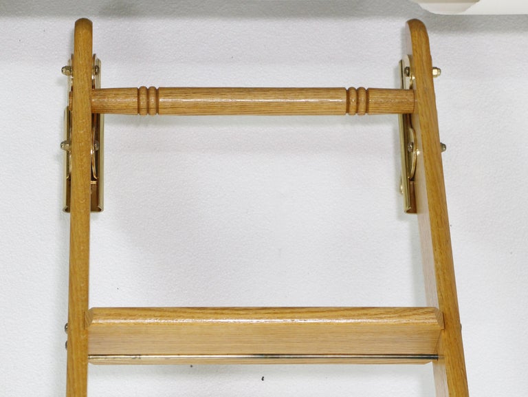 125.75 in. Tall Oak Rolling Putnam Industrial Library Ladder For Sale ...