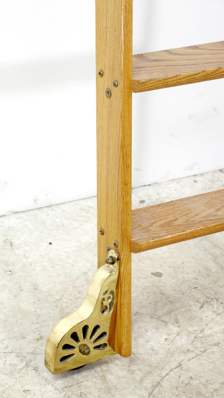 125.75 in. Tall Oak Rolling Putnam Industrial Library Ladder For Sale ...