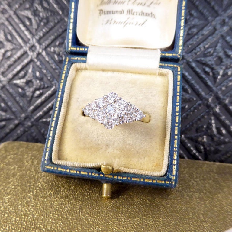 1.25ct Diamond Cluster Boat Shaped Ring in 18ct Yellow Gold For Sale at ...