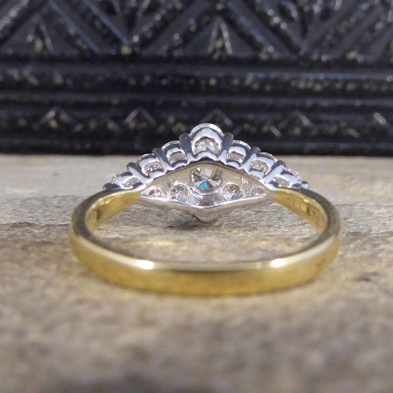 1.25ct Diamond Cluster Boat Shaped Ring in 18ct Yellow Gold For Sale at ...