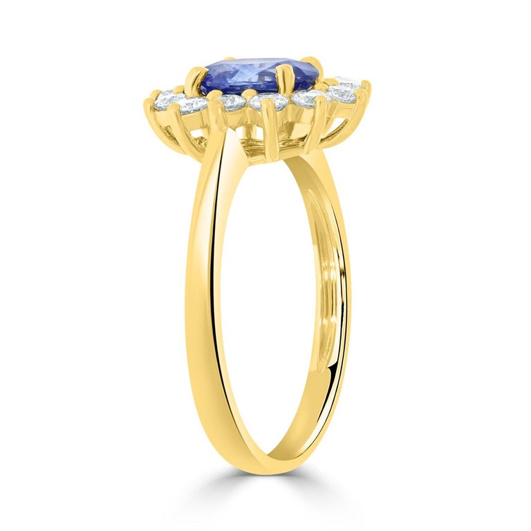 1.25Ct Sunburst Sapphire Ring with 0.51Tct Diamonds Set in 18K Yellow ...