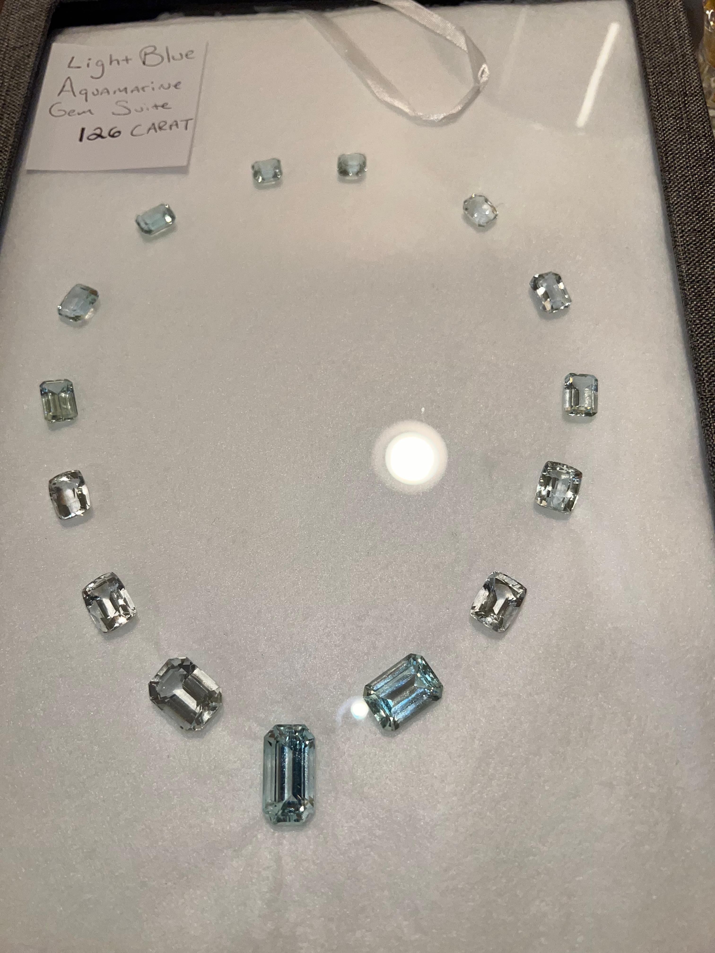 126 Carat Light Ice Blue Beryl Aquamarine Loose Gemstone Suite for ...