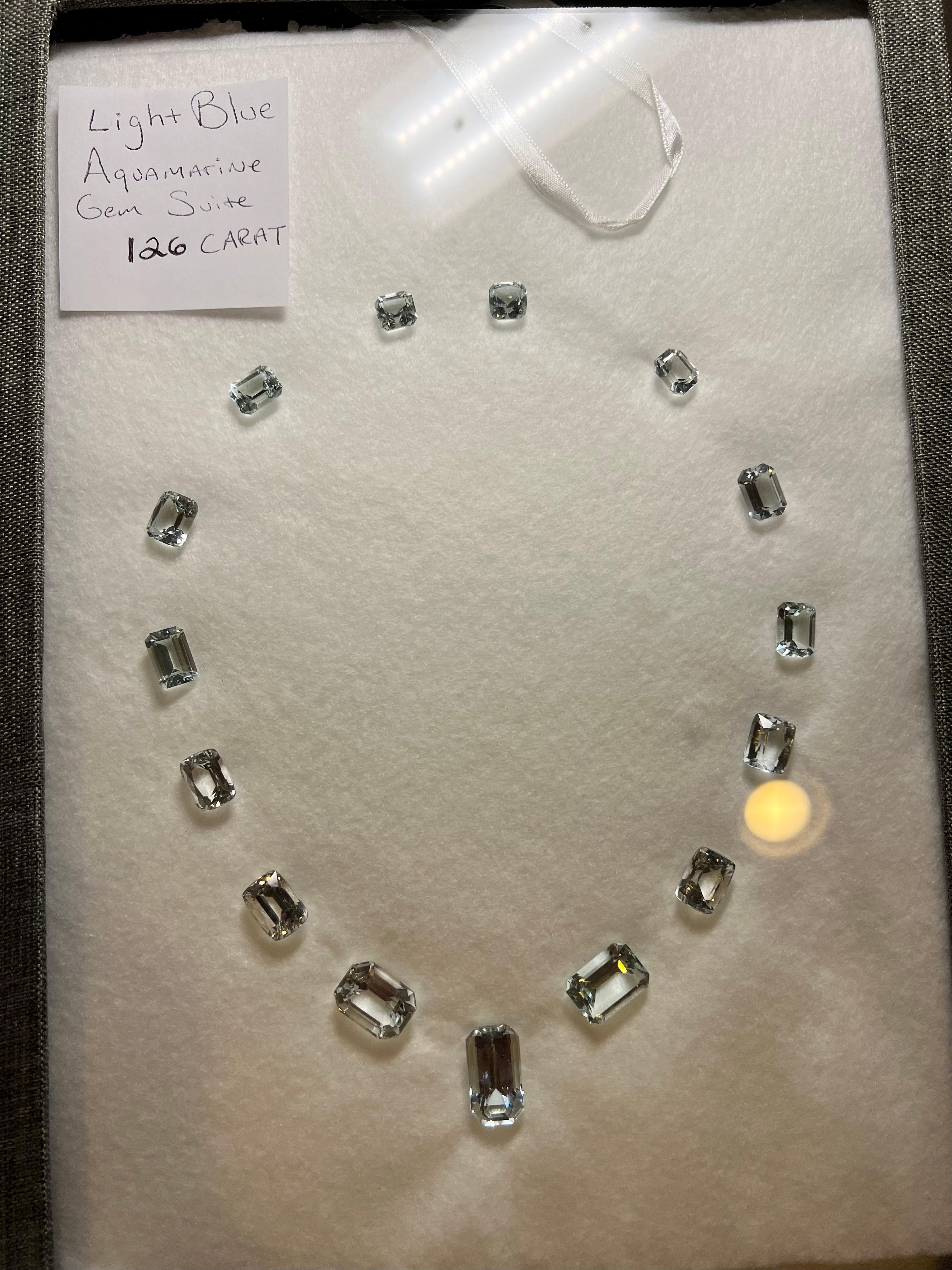 126 Carat Light Ice Blue Beryl Aquamarine Loose Gemstone Suite for ...