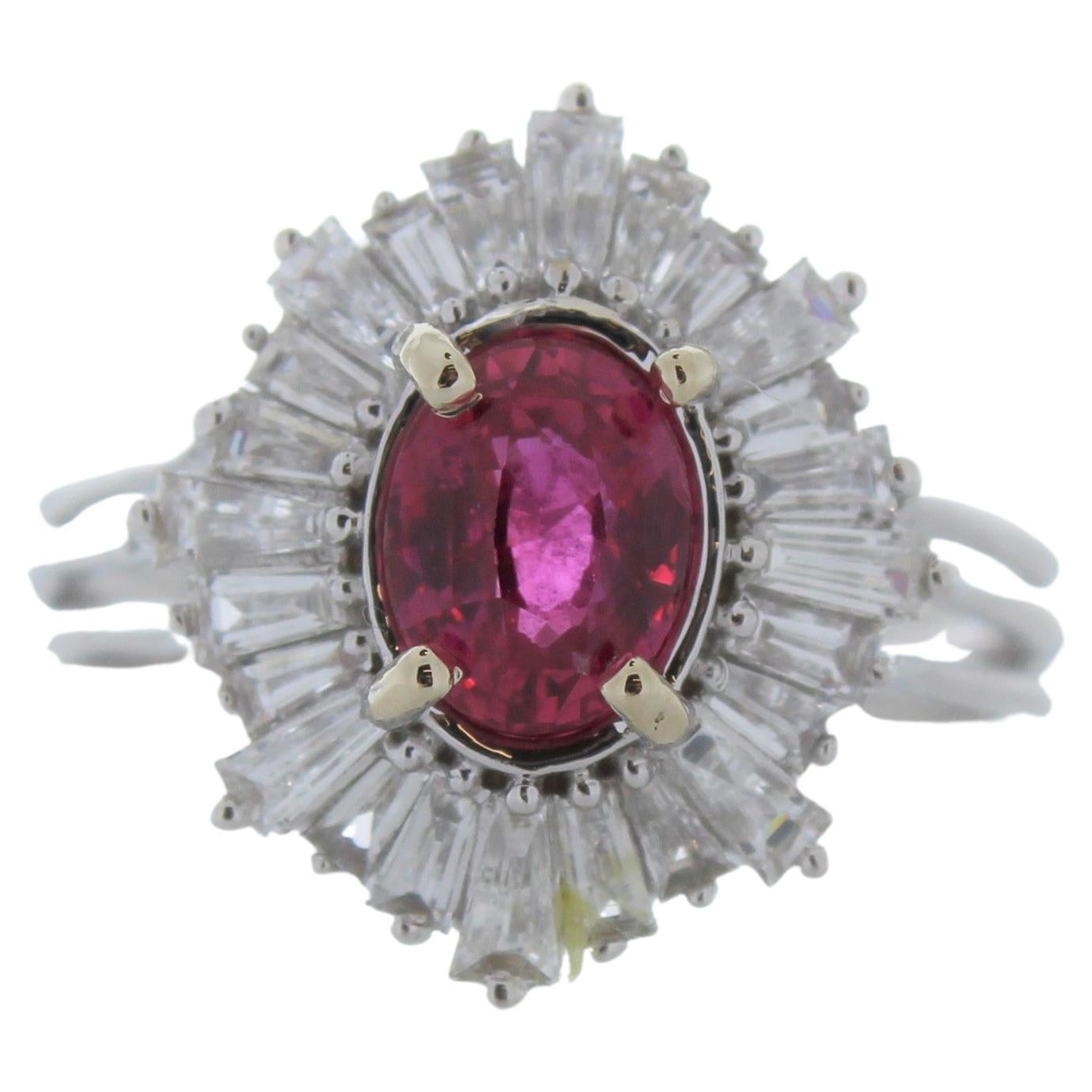 2.19 Carat Oval Ruby and Diamond Ring in 18 Karat White Gold For Sale ...