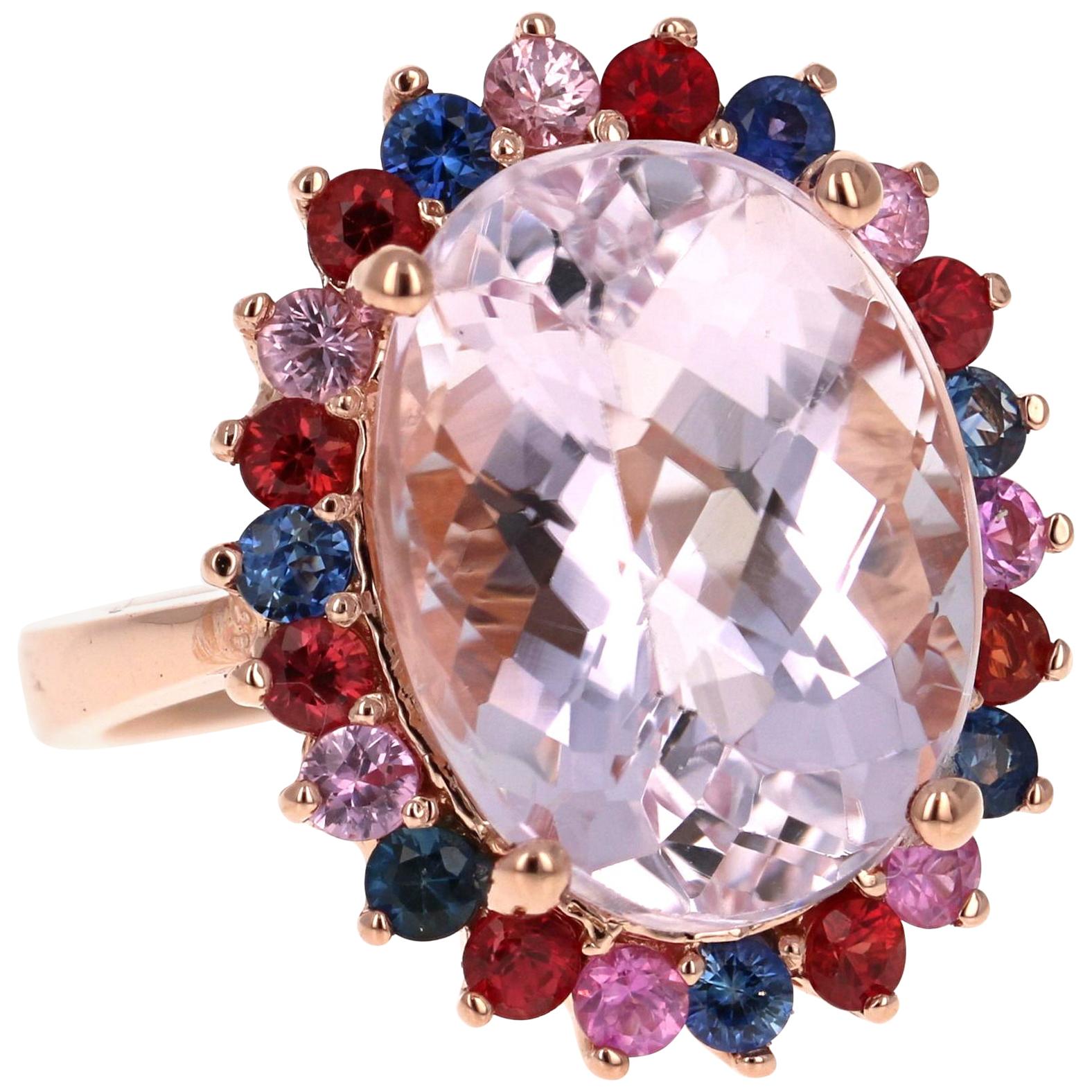 Kunzite Rose Gold Cocktail Ring at 1stDibs