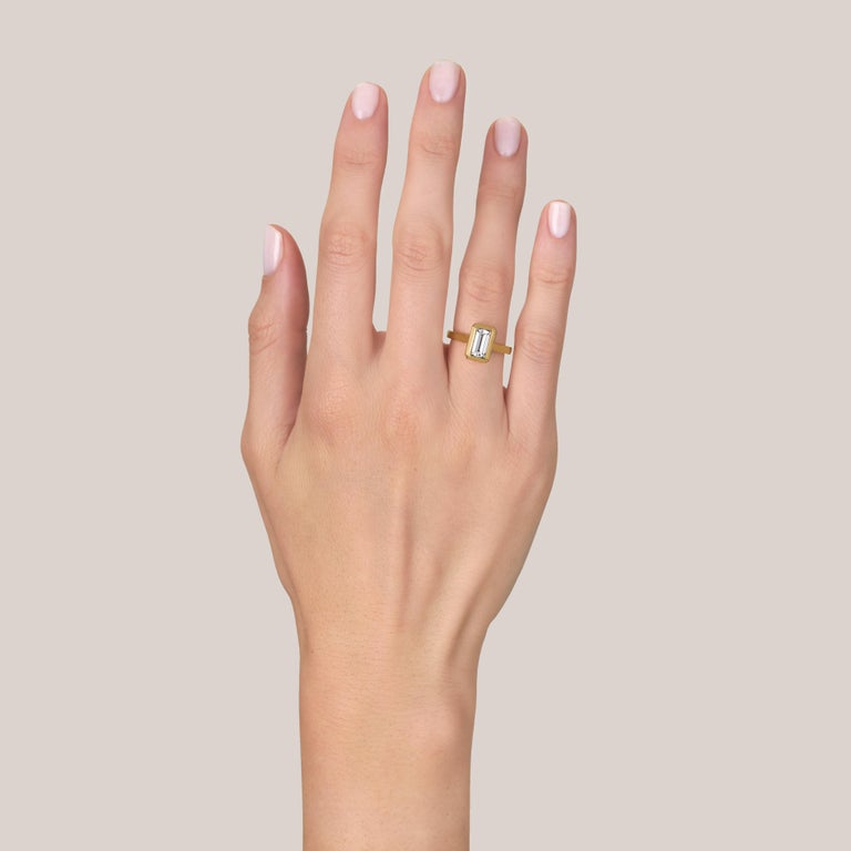Handcrafted Bea Rectangular Step Cut Diamond Ring by Single Stone For ...