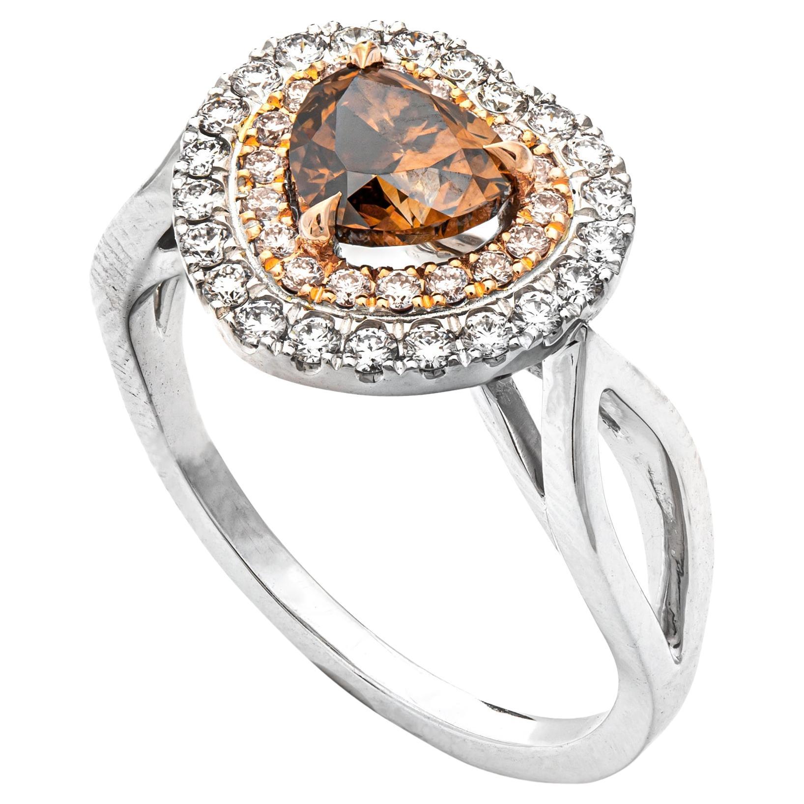 Fancy Deep Orange Brown Diamond Gold Ring For Sale at 1stDibs