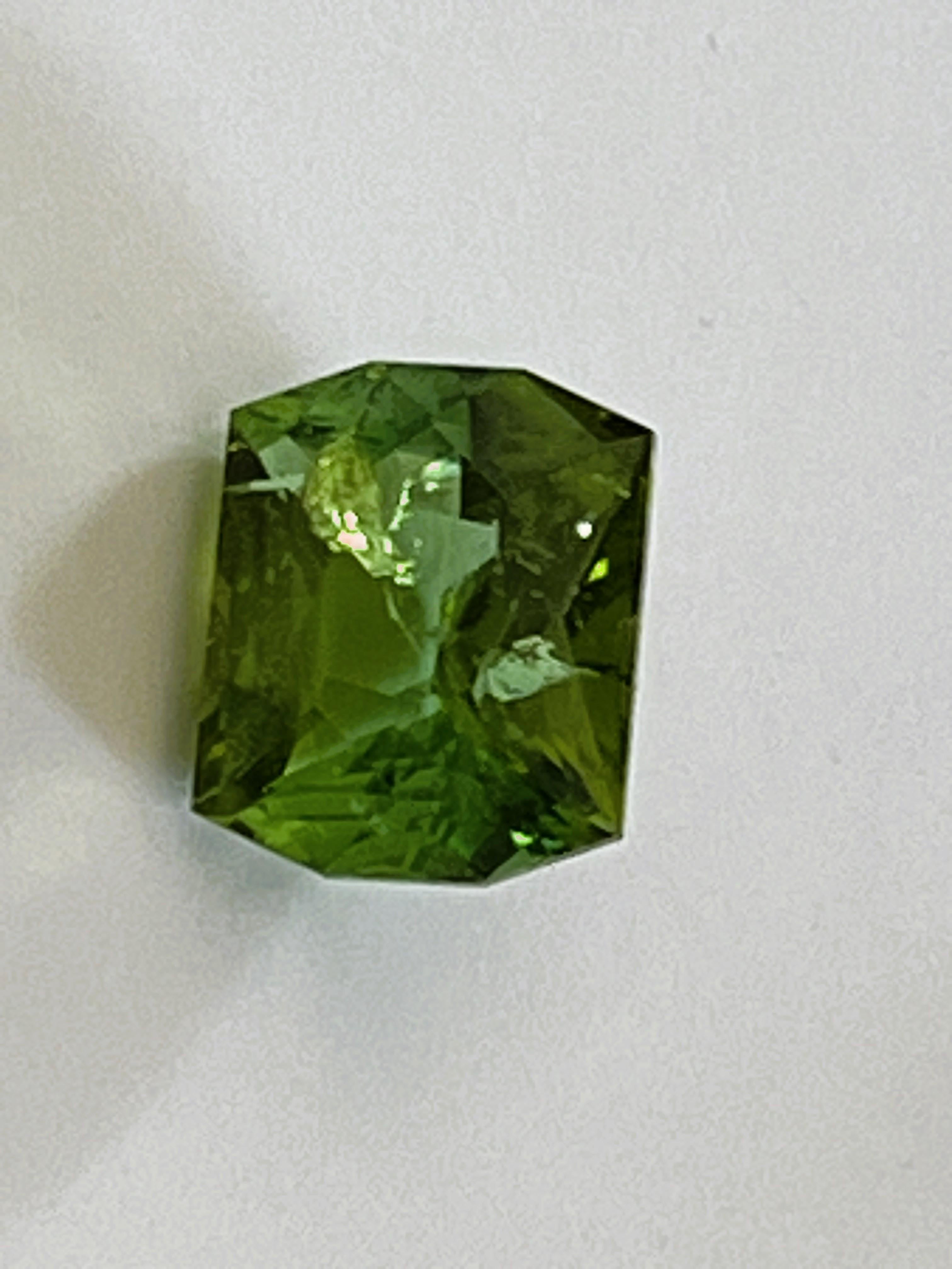 12.70ct Octagonal Cut Mint Green Tourmaline Loose Gemstone For Sale at ...