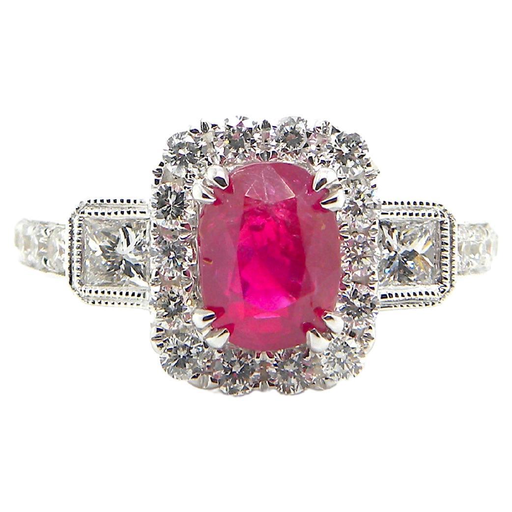 GIA Certified 3.6 Carat Burma Ruby Minor Heat and Diamond 18 Karat Gold ...