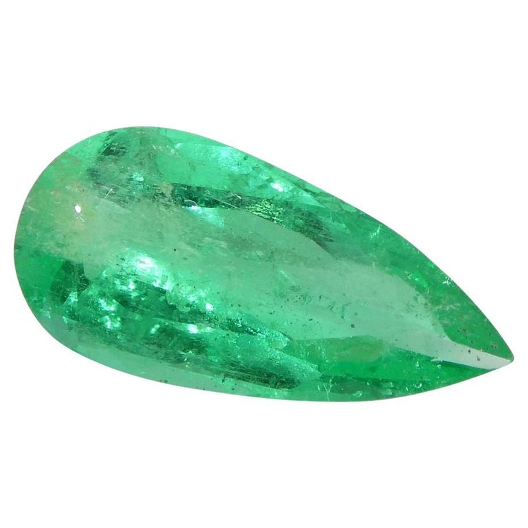 1.28 ct Pear Emerald GIA Certified Colombian F1/Minor For Sale at 1stDibs