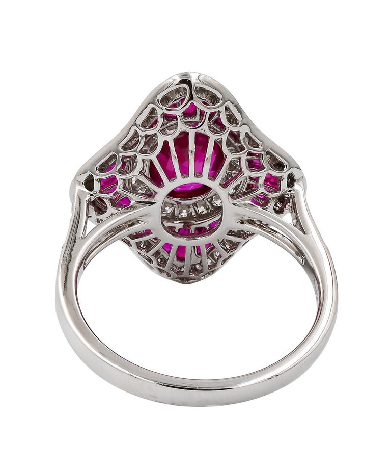 1.29 Carat Ruby with Diamonds Art Deco Ring For Sale at 1stDibs