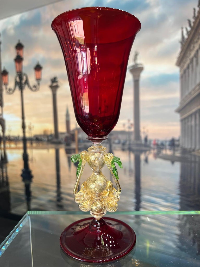 1295 Murano Art Glass Goblets, Set of 9 Pieces For Sale at 1stDibs