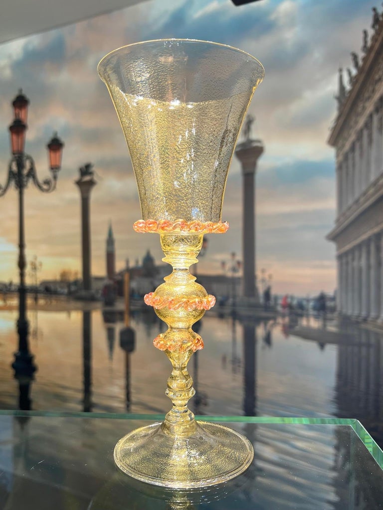 1295 Murano Art Glass Goblets Set Of 9 Pieces For Sale At 1stdibs