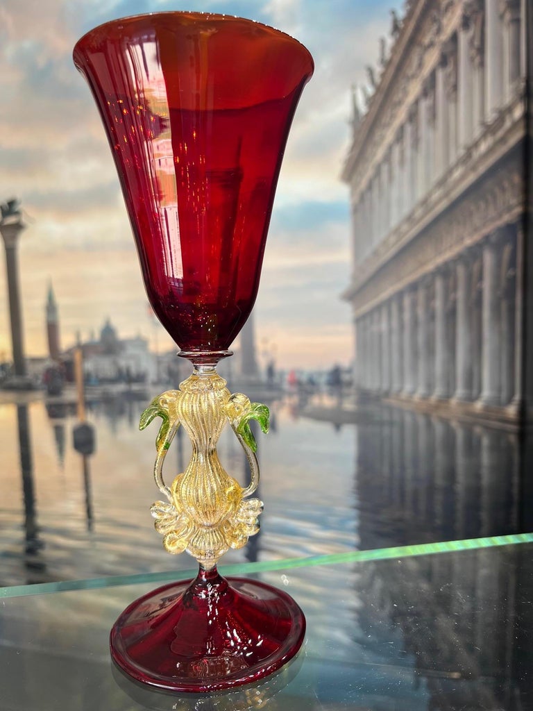 1295 Murano Art Glass Goblets, Set of 9 Pieces For Sale at 1stDibs