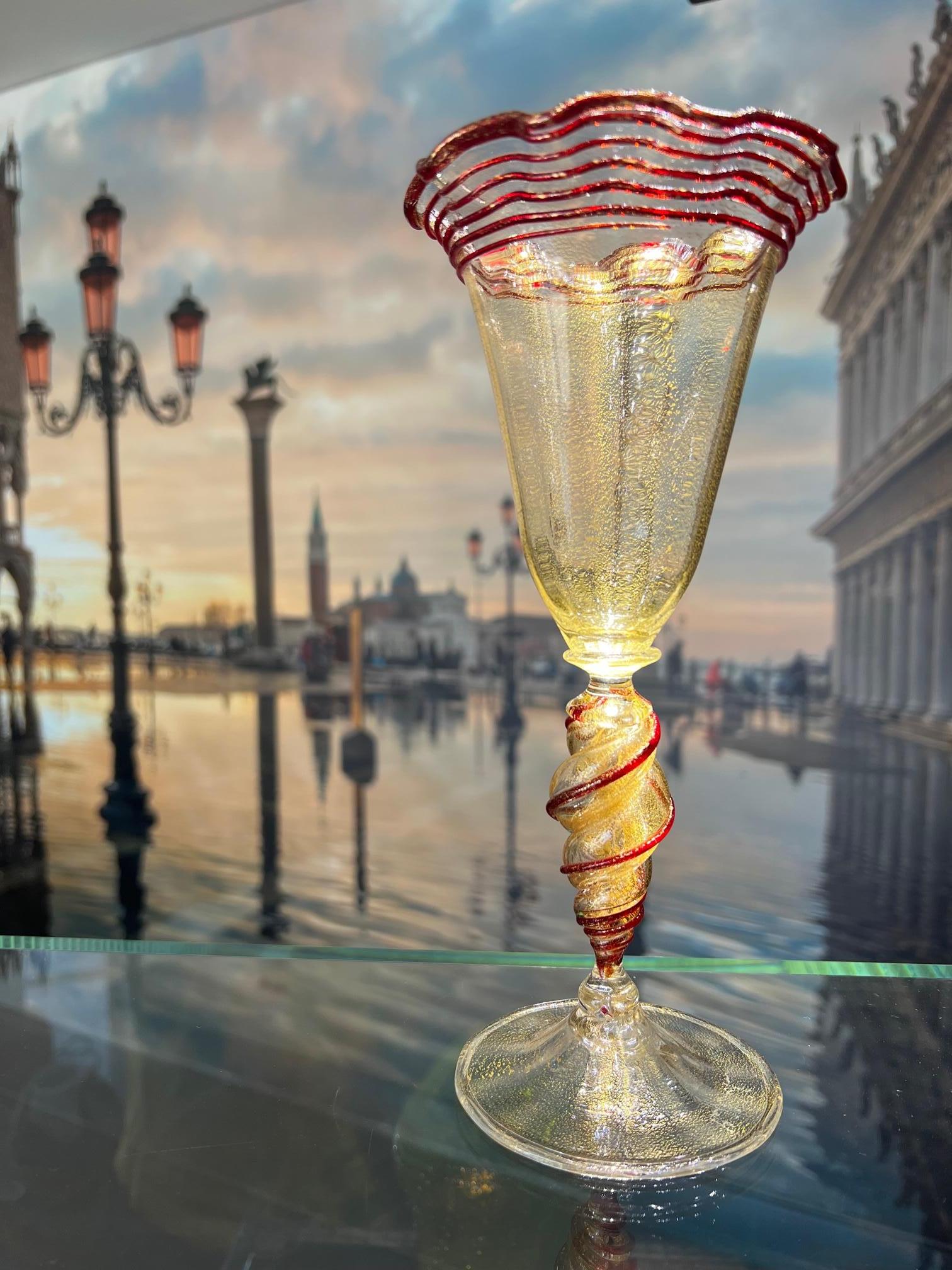 1295 Murano Art Glass Goblets, Set of 9 Pieces Tipetti Collectible For ...