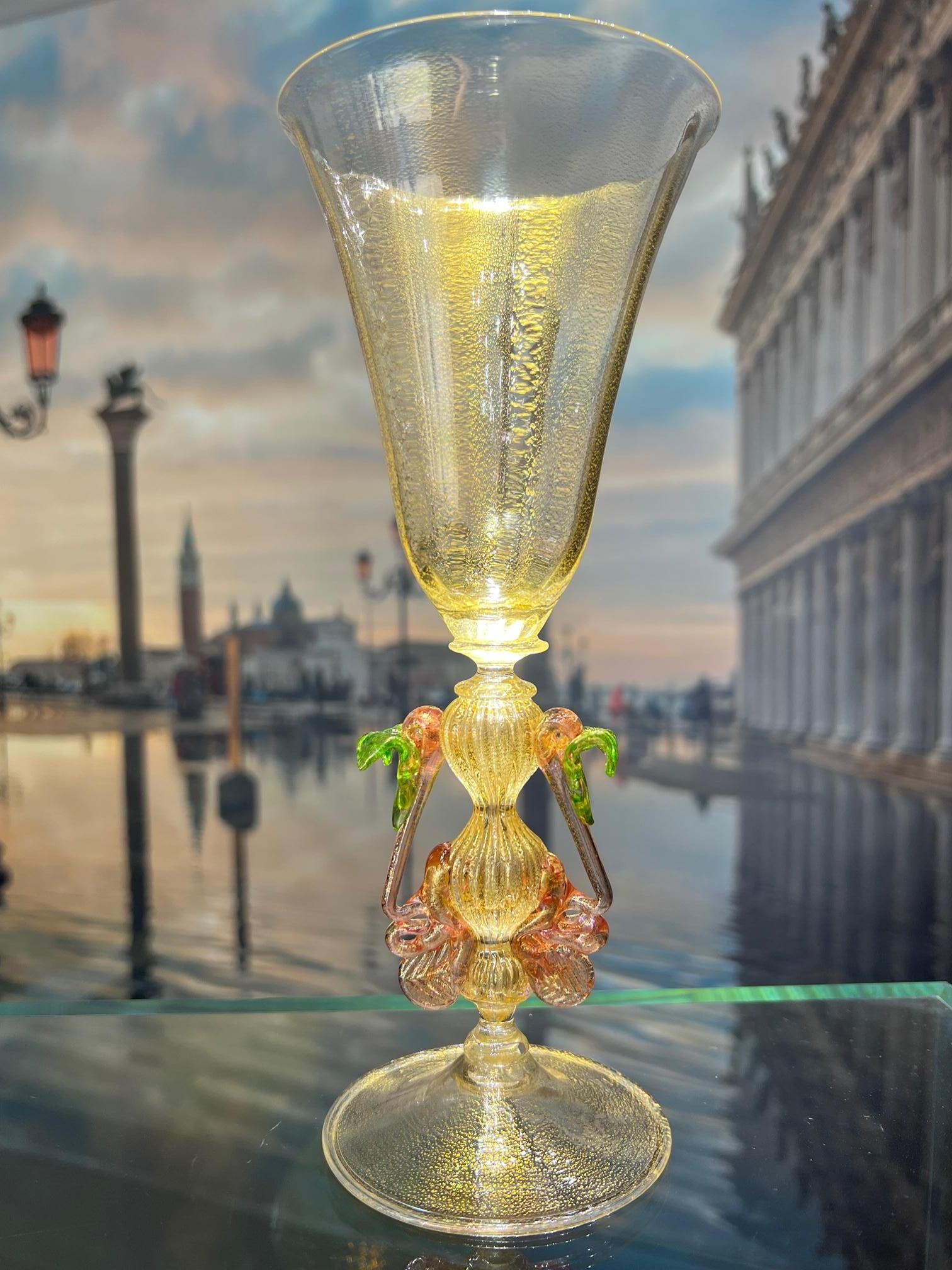 1295 Murano Art Glass Goblets, Set of 9 Pieces Tipetti Collectible For ...