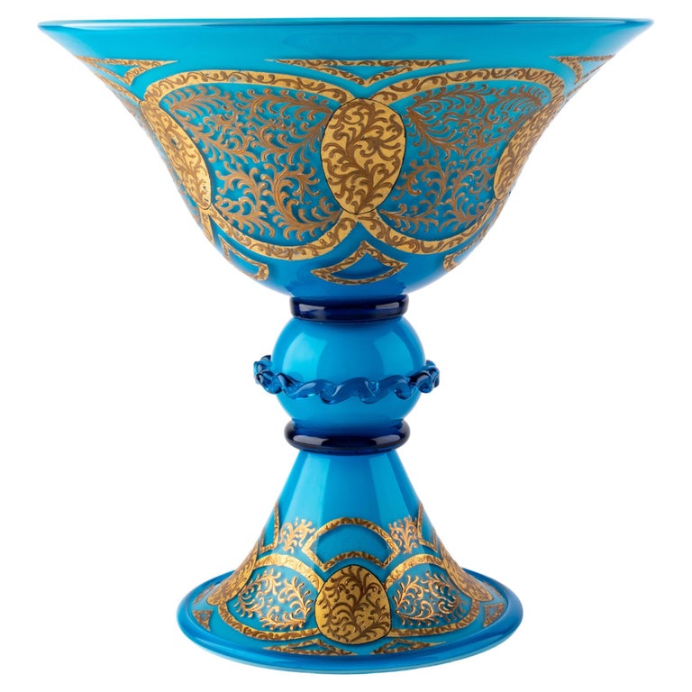 1295 Murano Artglass Masterpiece 1970, Turquoise,24kt Gold Decored For ...