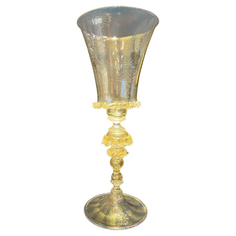 1295 Murano Goblet Hand Blown 24kt Gold Leaf, Certificate of Origin For ...