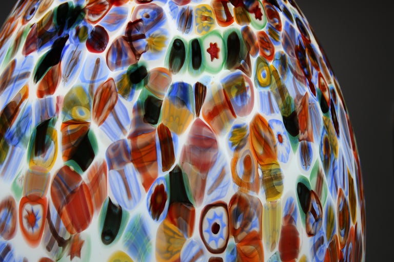 1295 Murano Hand Blown Glass Murrina Floor Lamp, Egg Lamp, Millefiori Edition For Sale at 1stDibs