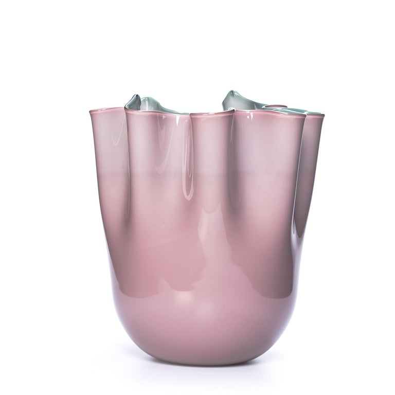 1295 Murano Handmade Glass Art Vase Violet Foulard For Sale at 1stDibs