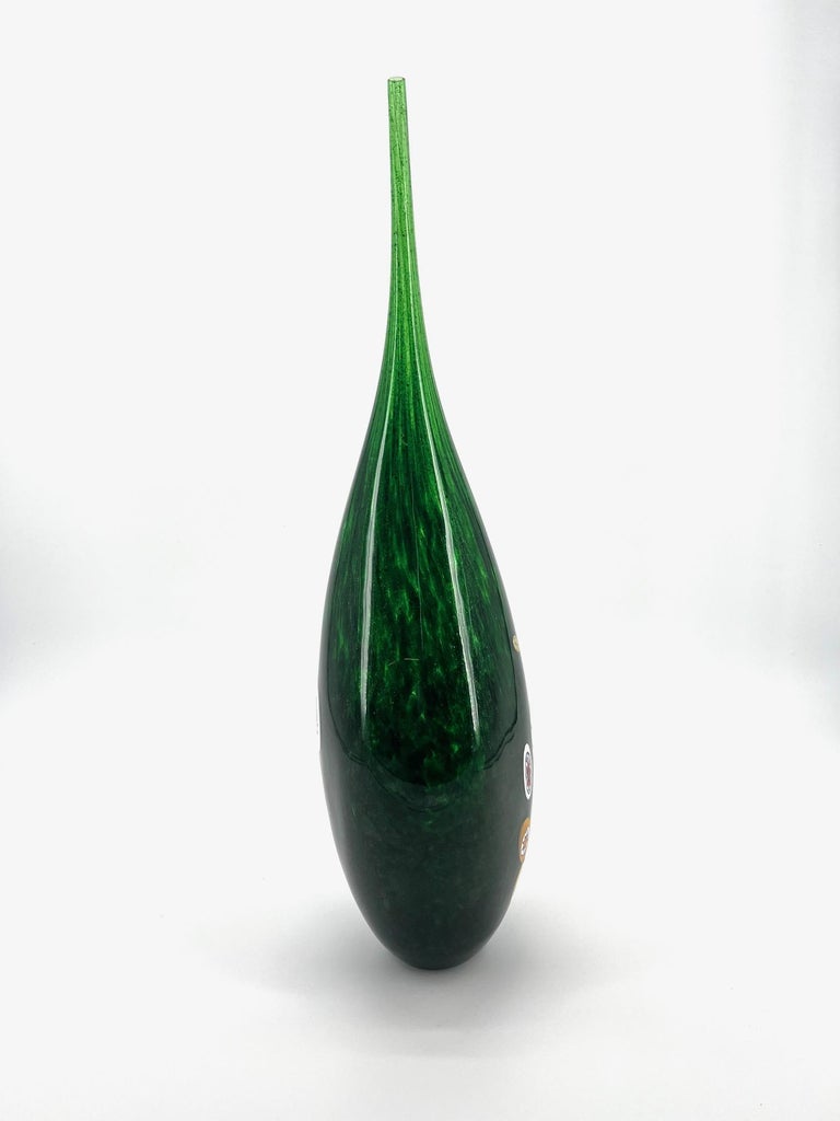 1295 Murano Hand made Green Avventurina Murrine Vase For Sale at 1stDibs