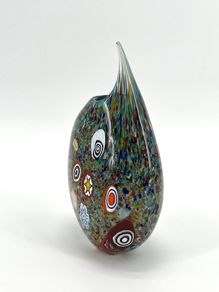 1295 Murano Hand Made Murrine Glass Vase For Sale at 1stDibs