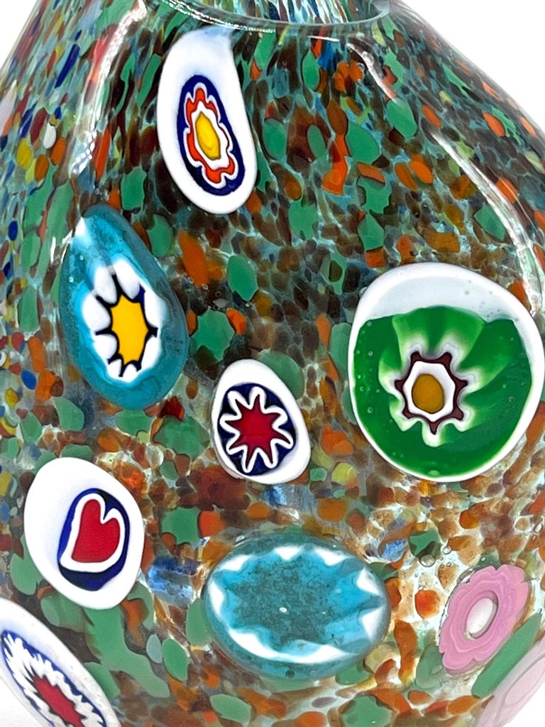 1295 Murano Hand Made Murrine Glass Vase For Sale at 1stDibs