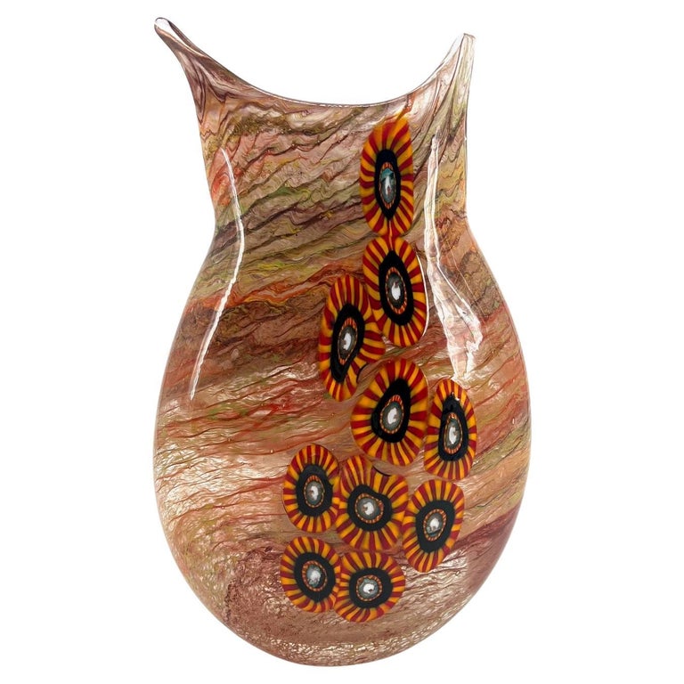 1295 Murano Hand Made Murrine Glass Vase For Sale at 1stDibs