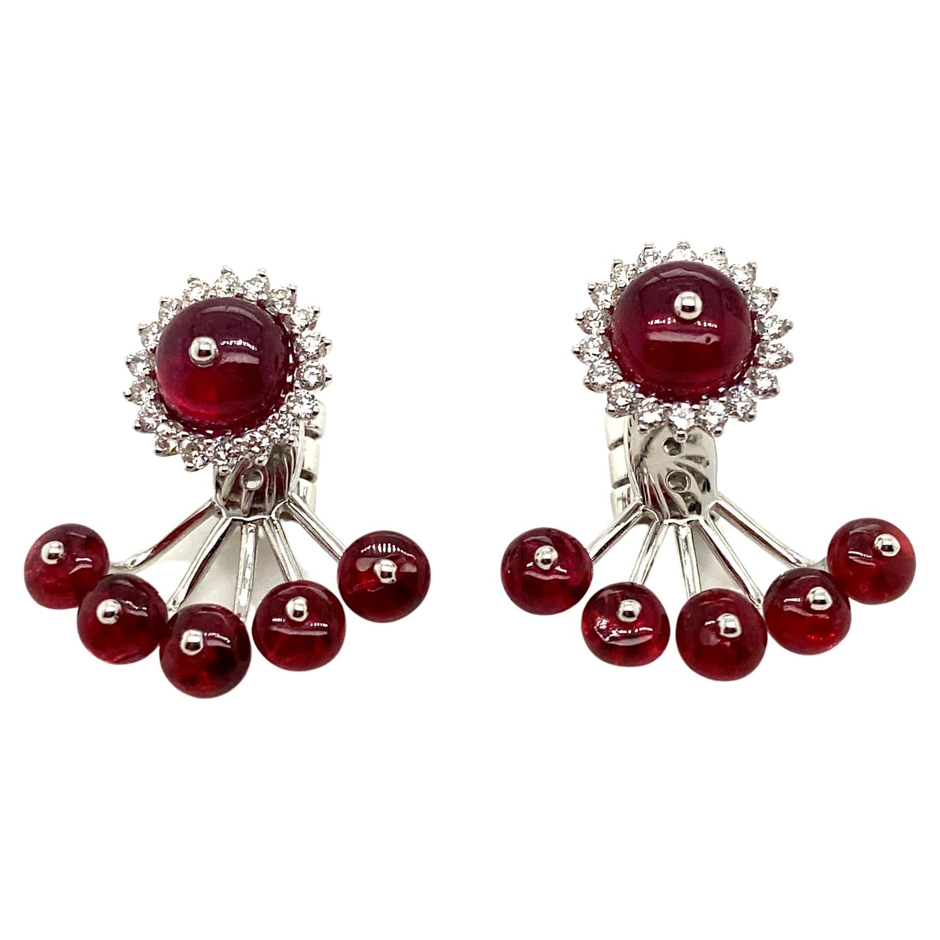 Lawrence Jeffrey Red Spinel and Diamond Earrings at 1stDibs