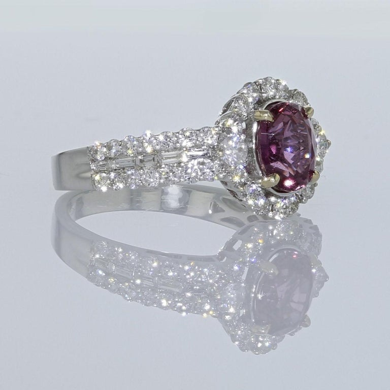 1.29ct Natural Pink Sapphire 18K White Gold Ring For Sale at 1stDibs
