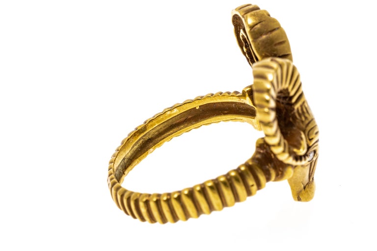 12k Burnished Yellow Gold Figural Rams Head Ring with Diamond Eyes For ...