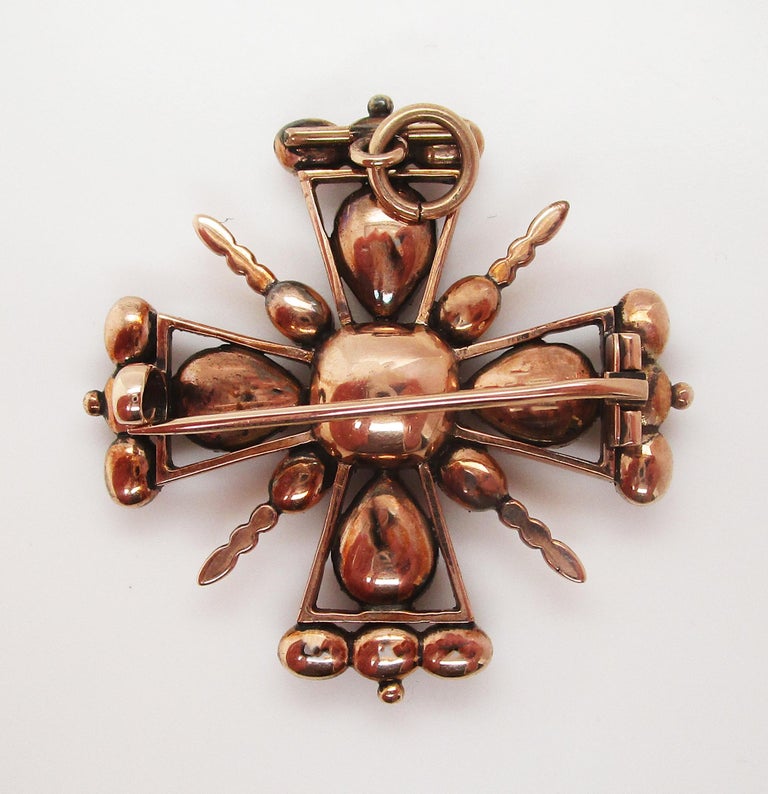 12 Karat Rose Gold and Garnet Pin Pendant Mint in Box For Sale at 1stDibs