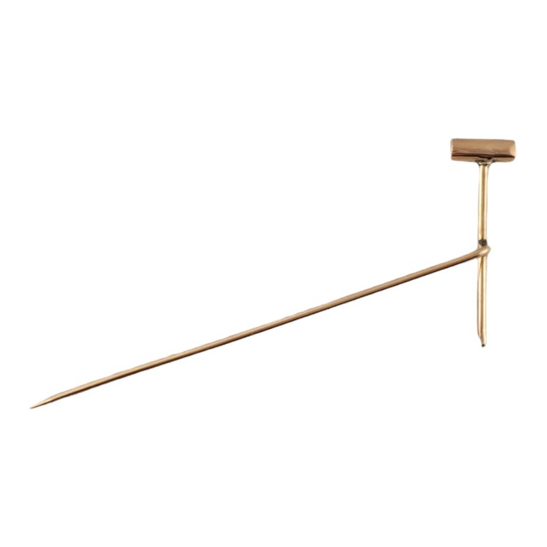 12K Yellow Gold Mallet Pin For Sale at 1stDibs