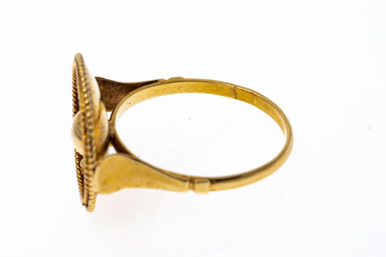 12k Yellow Gold Round Etruscan Style Ring For Sale at 1stDibs