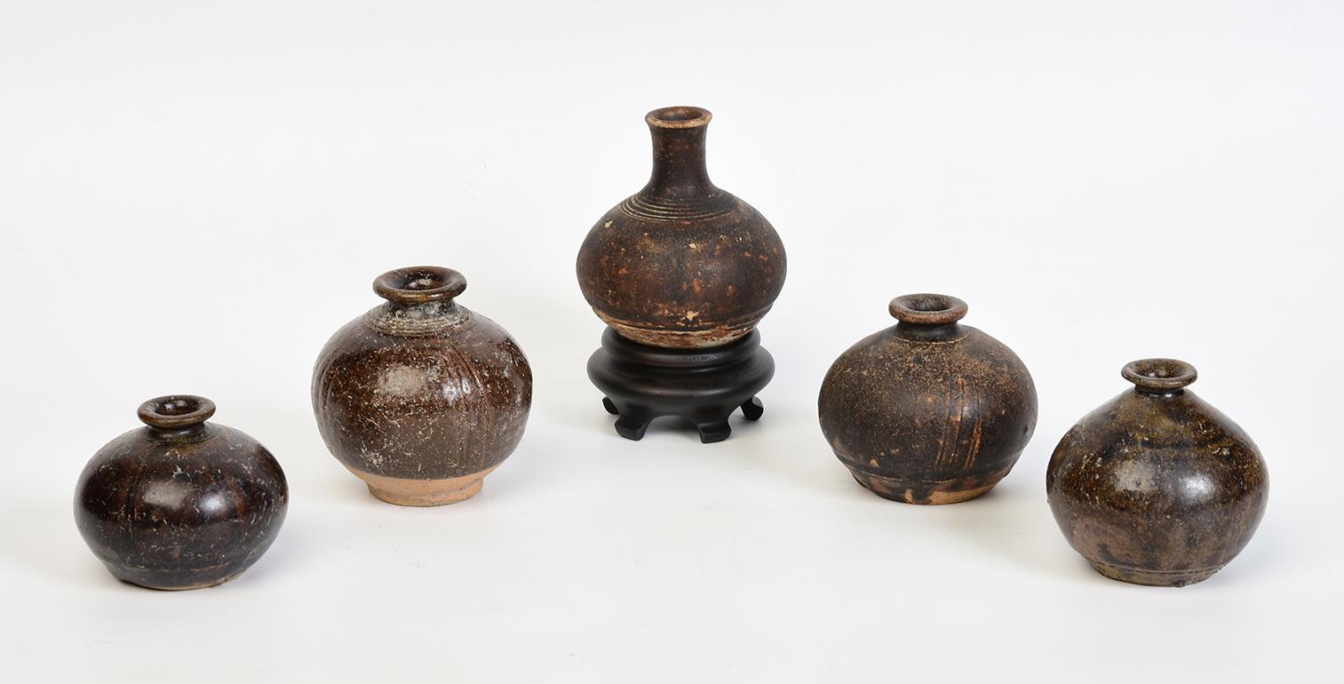 12th Century, Angkor Vat, a Set of Antique Khmer Pottery Honey Pots For ...