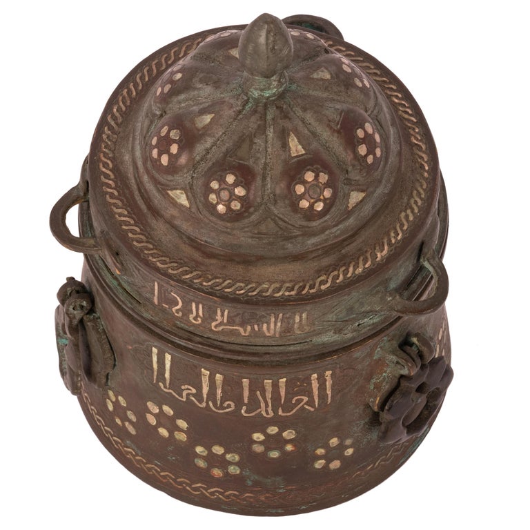 12th Century Islamic Persian Khurasan Silver Inlaid Bronze Calligraphy ...