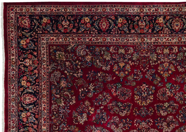 Vintage Fine Sarouk Square Carpet For Sale at 1stDibs