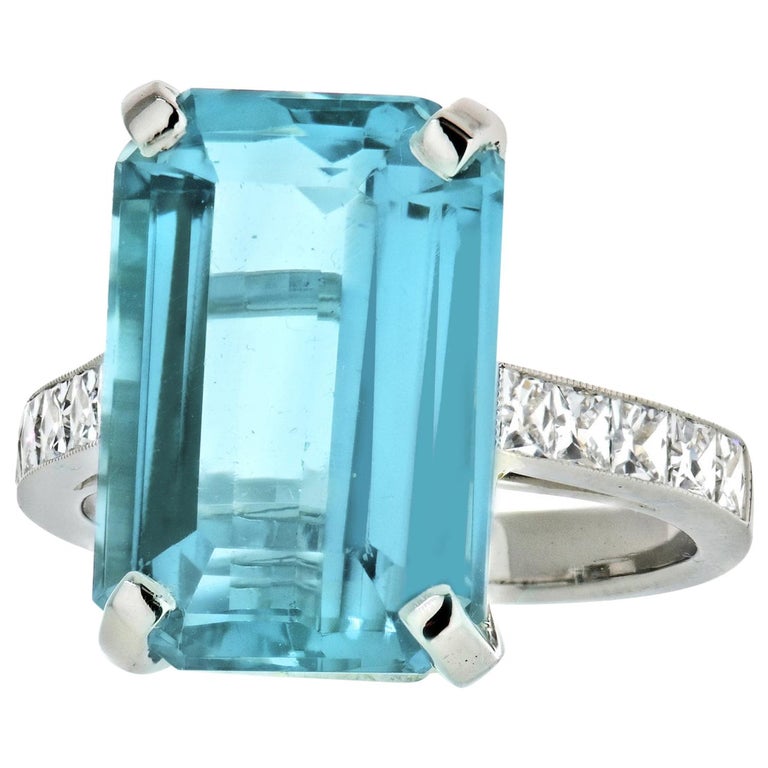 13 Carat Aquamarine and Diamond Ring in Platinum at 1stDibs | 13 carat ...