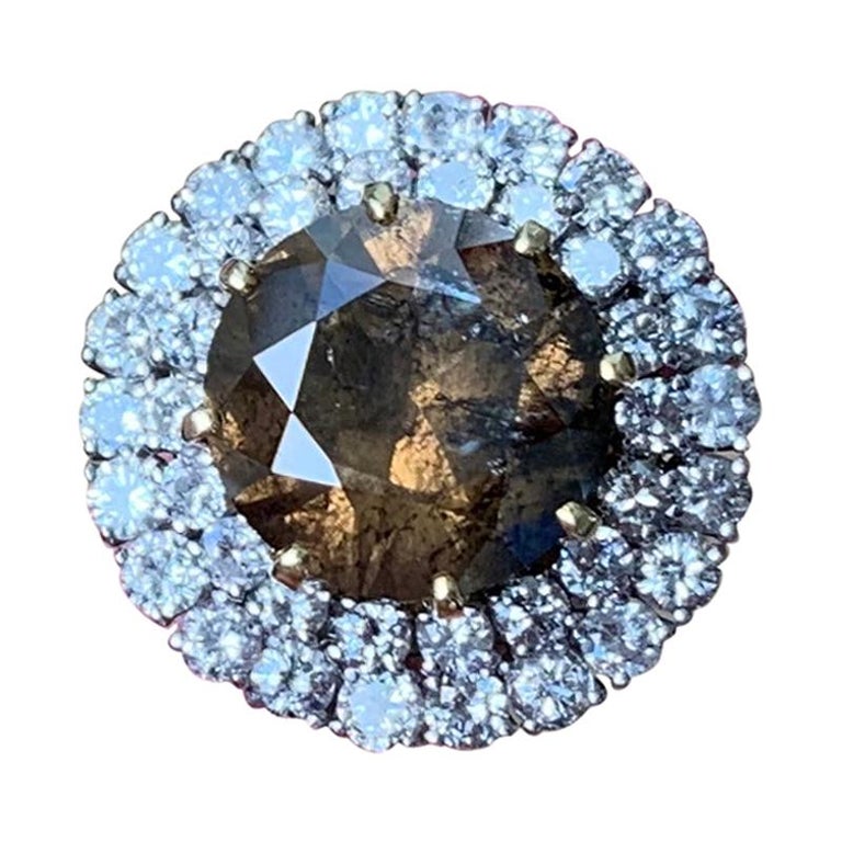 13 Carat Champagne Diamond Cocktail Ring For Sale at 1stDibs